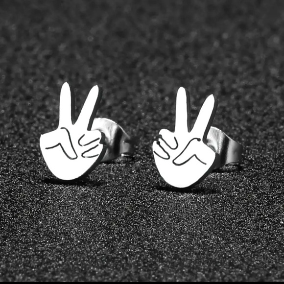 Jewelry | New Peace Sign Stud Earrings In Silver Color Boutique | Poshmark